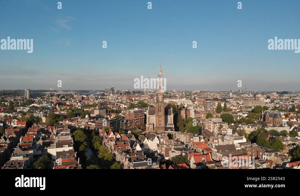 Amsterdam city aerial with famous tower 'Westertoren'. Holland Stock ...