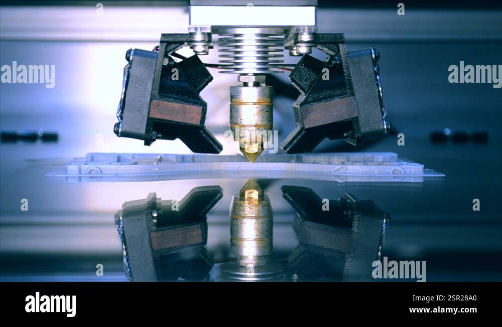 3D printer working. Fused deposition modeling, FDM. 3D printer printing ...