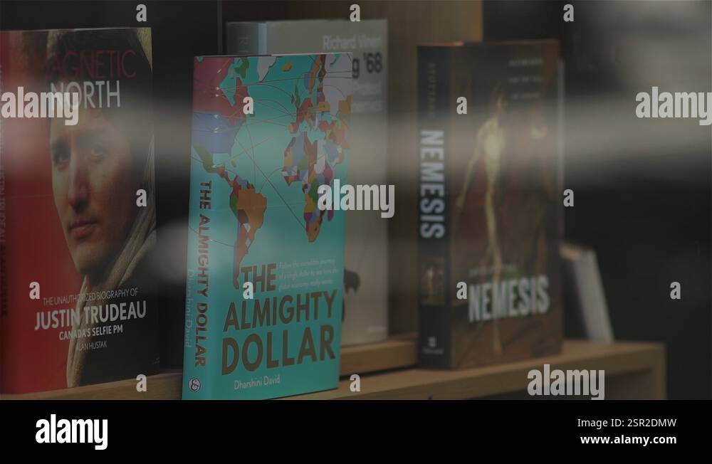 Bookshop window - various titles on Politics Stock Video Footage - Alamy