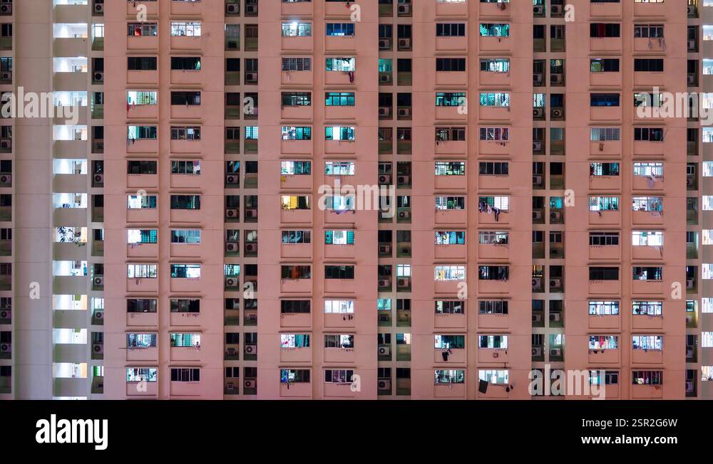 Timelapse of lights in HDB estate at night Singapore houshold Stock ...