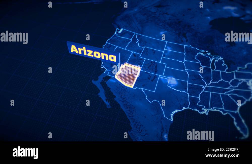 US Arizona state border 3D visualization, modern map outline, travel ...