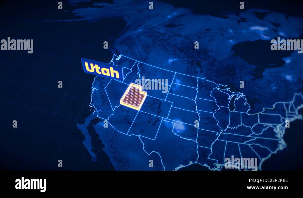US Utah state border 3D visualization, modern map outline, travel Stock ...