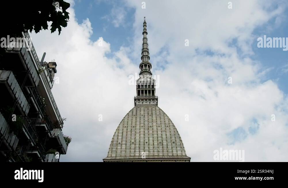 Dome of the Mole Antoneliana, home to the Turin Film Museum in 4k Stock ...