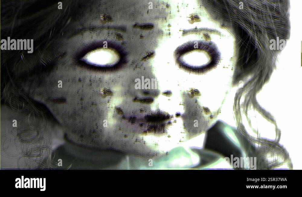 Creepy cursed bloody horror doll Stock Video Footage - Alamy