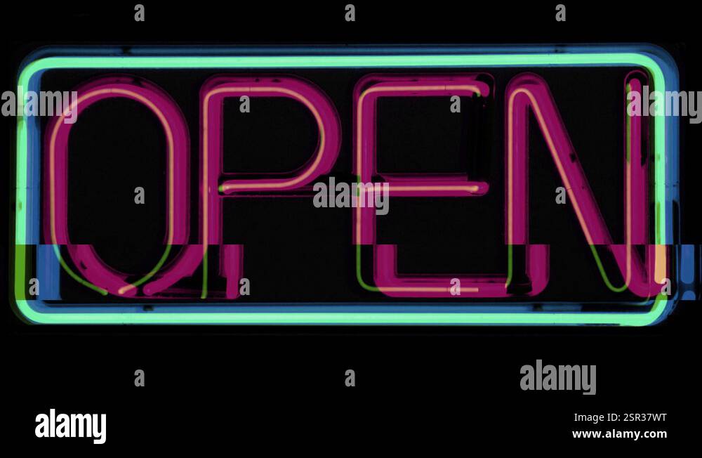 Neon open signage Stock Video Footage - Alamy