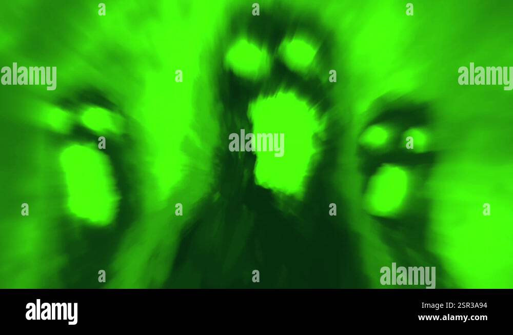 Scary monster shadow on green background. 2D animation Stock Video ...