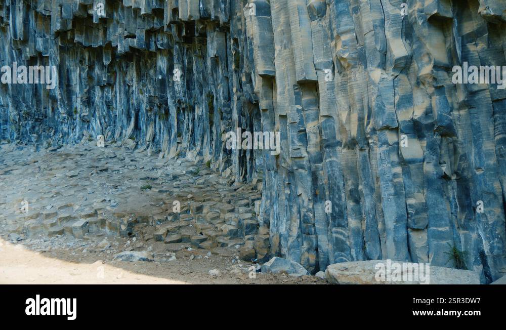 Unique geological formation of octogonal basalt columns of Garni Gorge ...