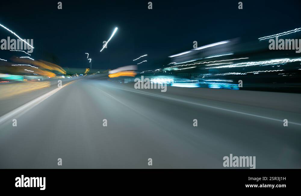 8K Driving Hyperlapse Side View VJ Loop Los Angeles Downtown Freeway Stock Video Footage - Alamy