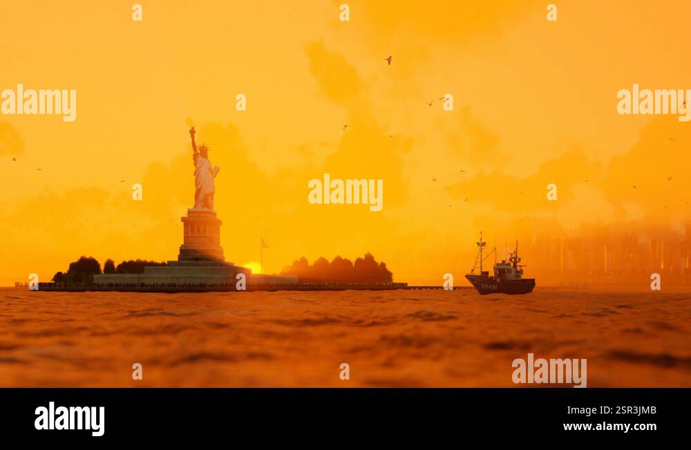 Statue of Liberty with ships sailing, Manhattan, New York City against ...