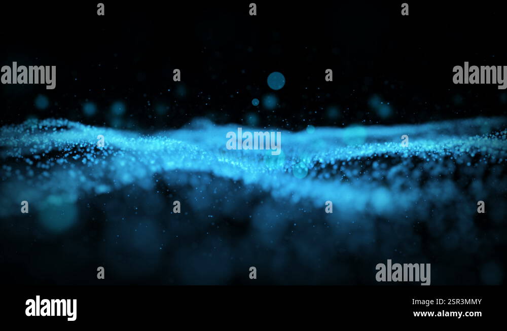 Background blue waves movement. Star dust on black background. Motion ...