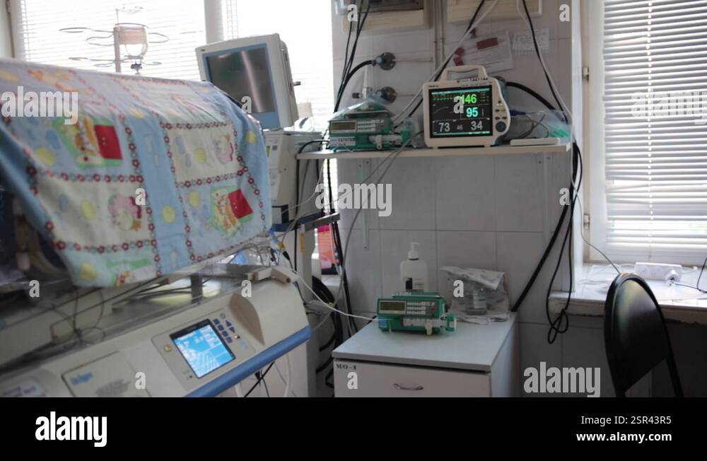 Medical monitor for premature baby chamber in maternity hospital Stock ...