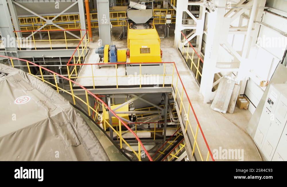 Cement Factory. Scene. In the factory production of sand. Conveyor ...
