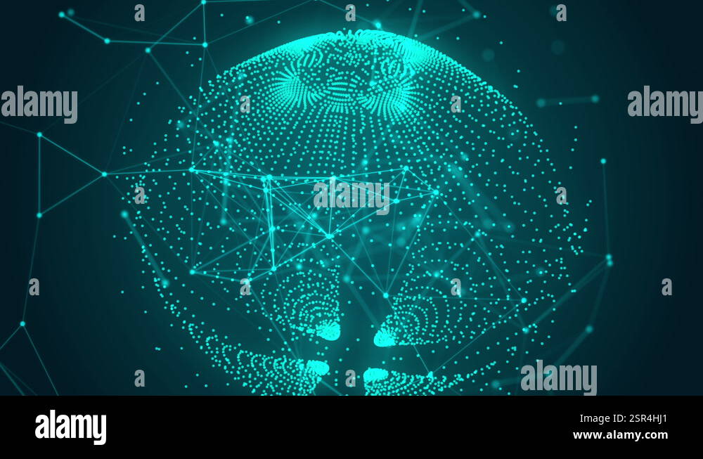 3d animation of rotating tooth formed by revolving particles. Connected ...