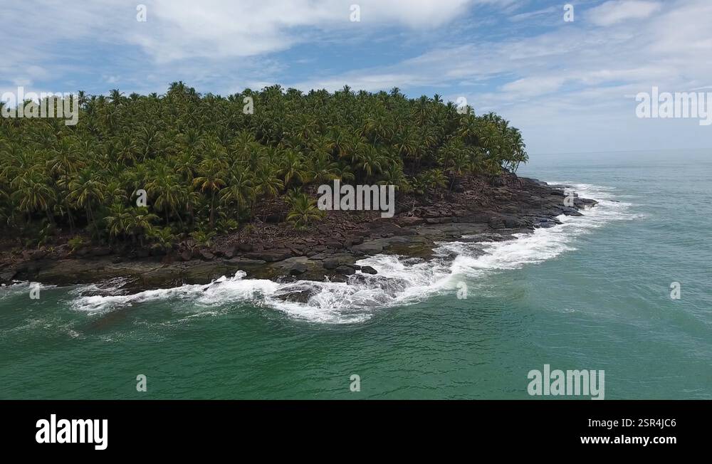 Devil's Island sideway drone view French Guiana Kourou. Alfred Dreyfus ...