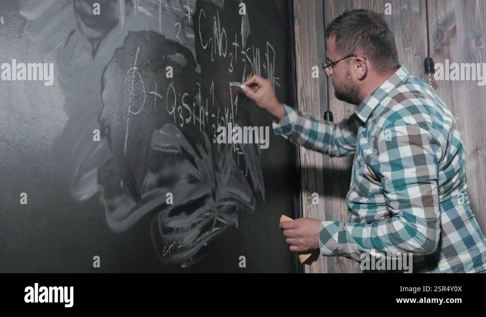 A brilliant mature mathematician brings a big board and completes an ...