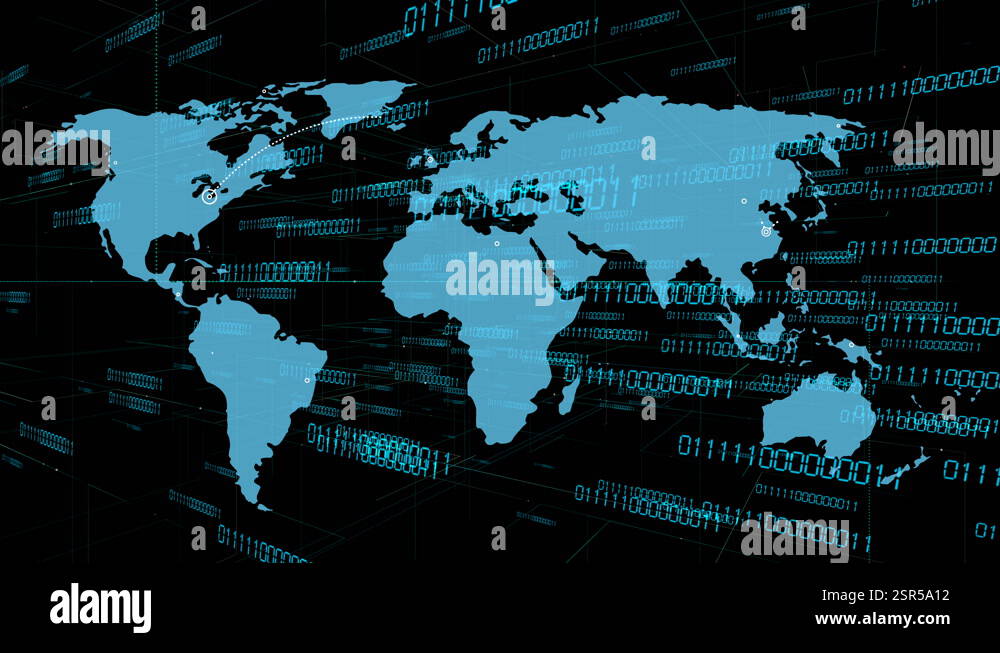 4k World connections with lines path,global map.Digital binary code,tech data Stock Video ...