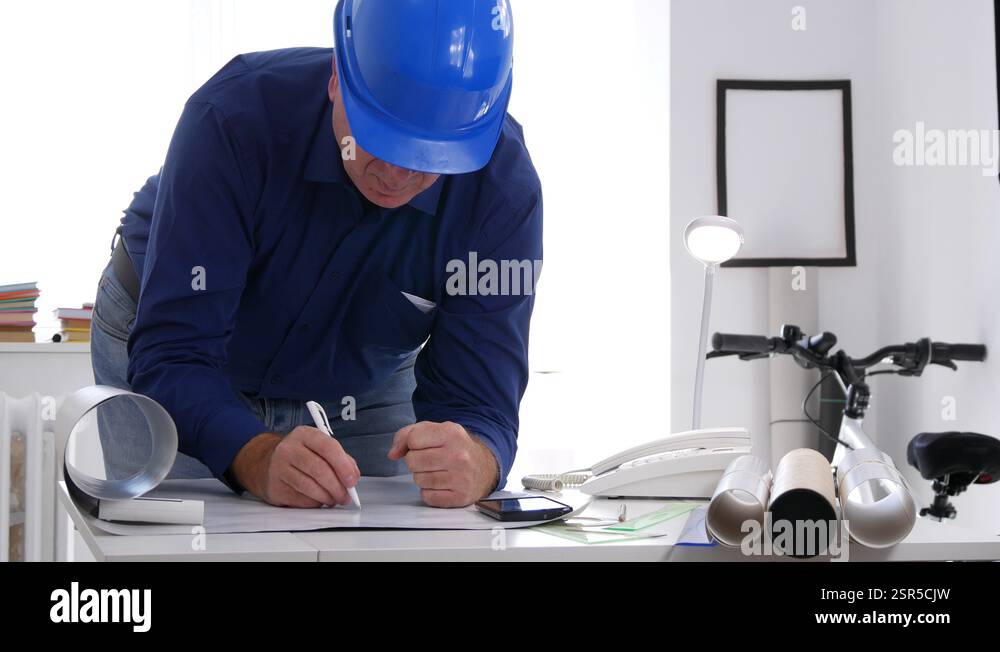 Engineer Job Draw Using Drawing Tools Make Plans and Calculations Stock ...