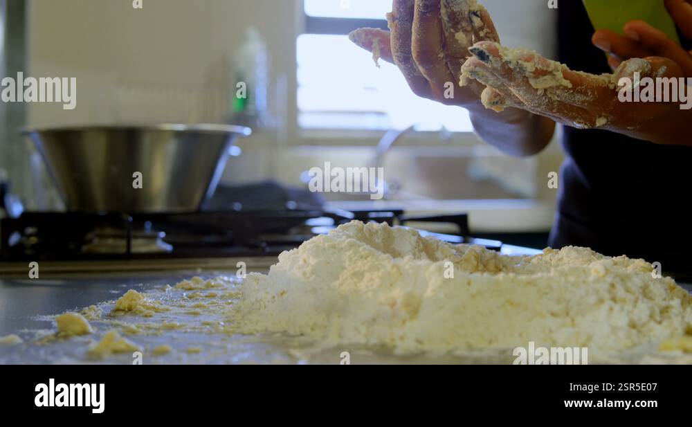 Chef preparing dough in kitchen 4k Stock Video Footage - Alamy