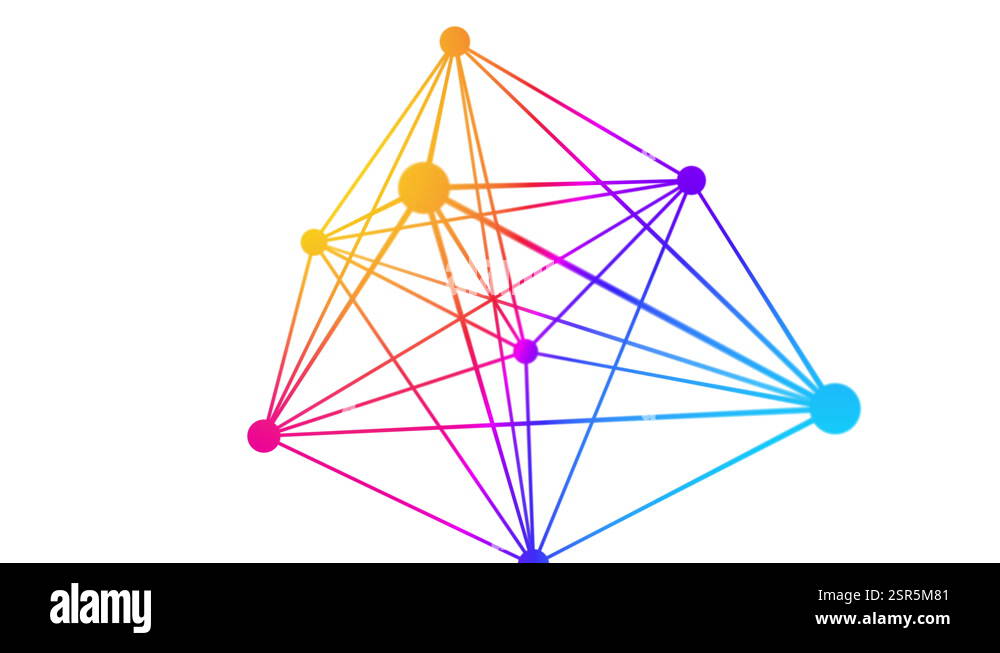 Colorful connected dots geometric shape on a white background. Seamless ...