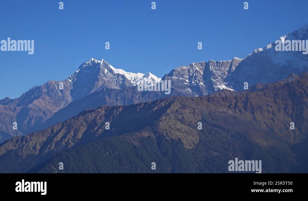Annapurna Mountain Range in the Himalayas in Nepal. View from Poon Hill ...