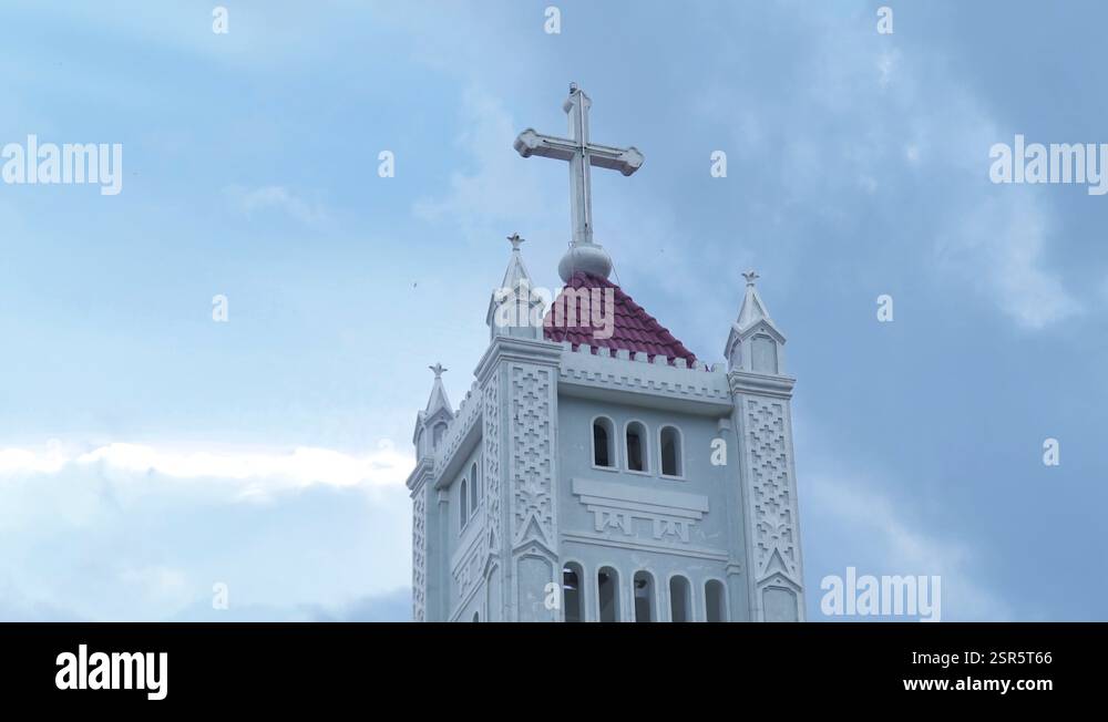 Catholic cross on top of tower catholic cathedral. Religious cross ...