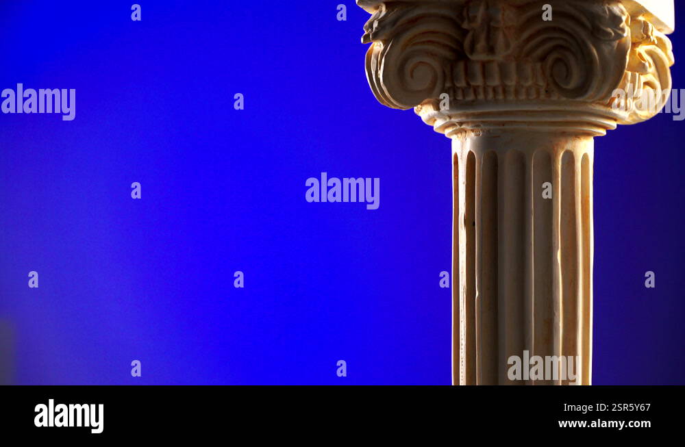 Ancient column rotating on blue background Stock Video Footage - Alamy