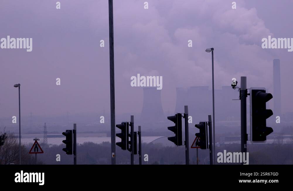 Chimneys and street lamps traffic lights Manchester UK England 4K Stock ...