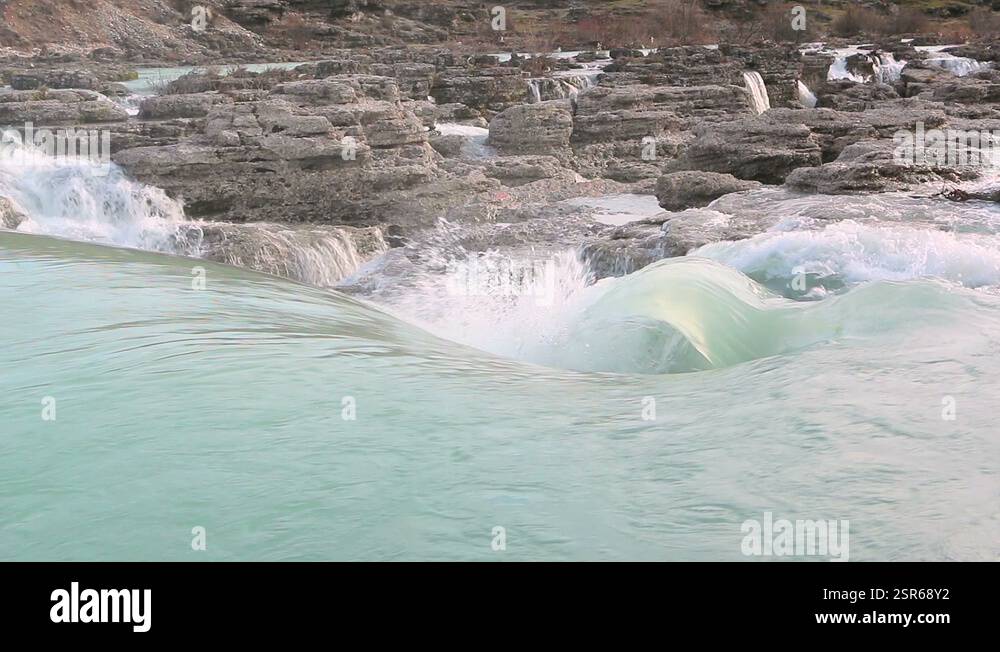 Edge of waterfall. Waterfall after heavy rain Stock Video Footage - Alamy