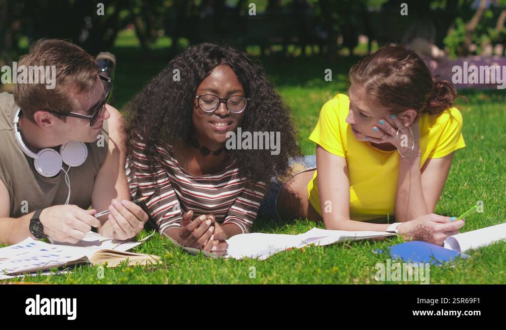 Group of students having a rest after long day at college Stock Video ...