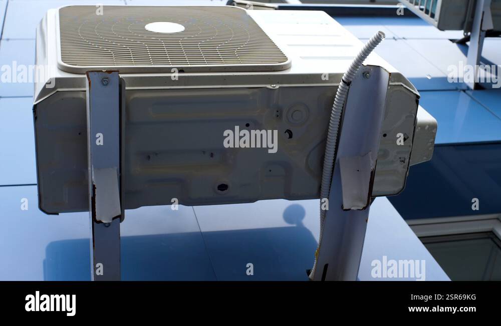 Ventilation from street. Frame. Air conditioners outside of building ...