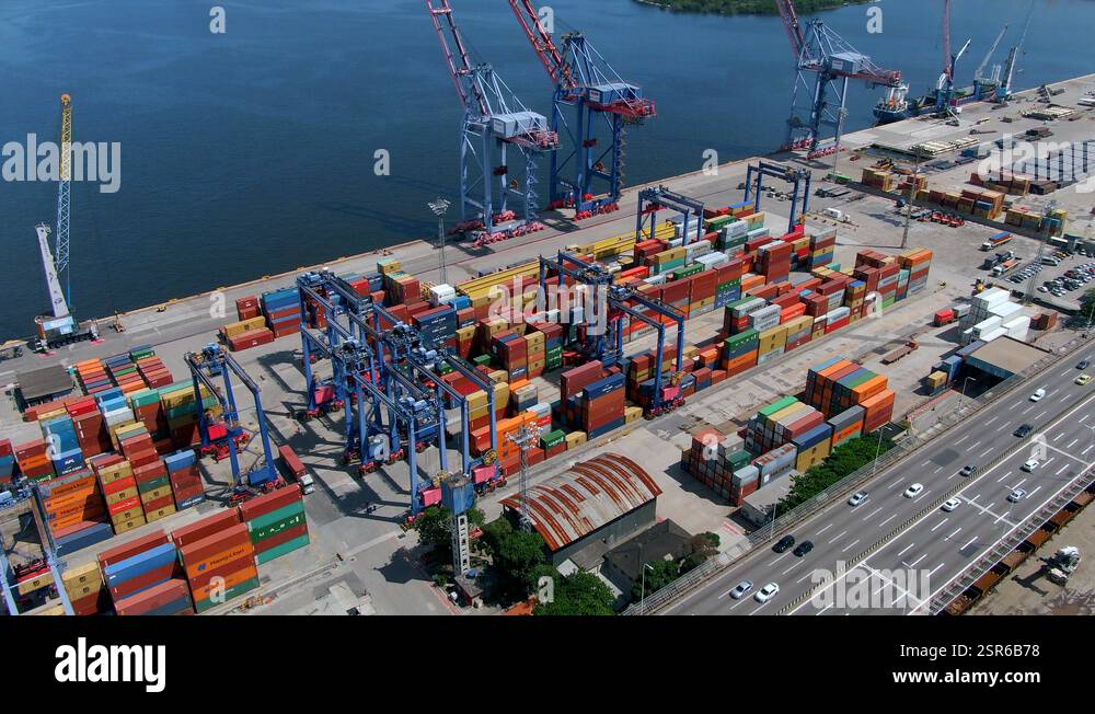 Rio de Janeiro, Brazil, Aerial View of Container Port and Shipping ...