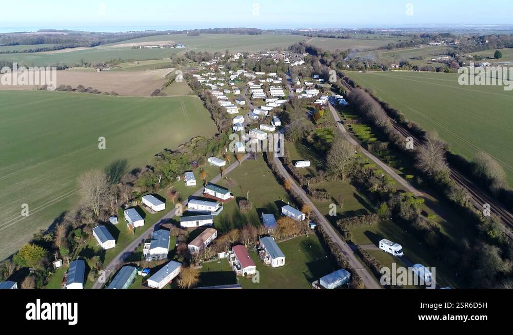 Aerial view of mobile homes partlty used as permanent houses 4k Stock ...