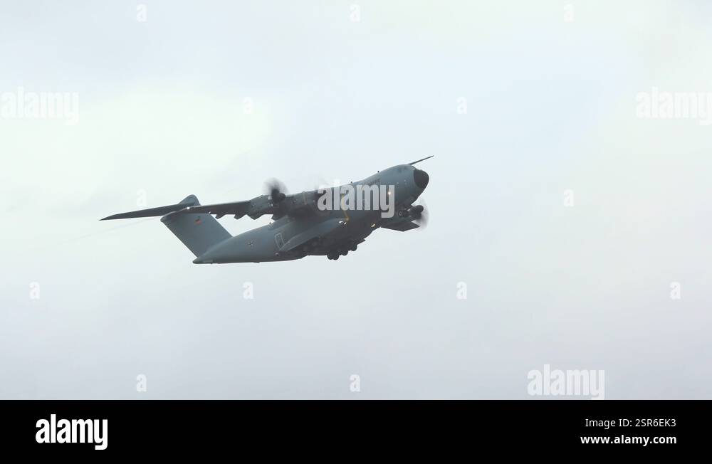 Military Airbus A400 Atlas propeller airplane German Air Force steep ...
