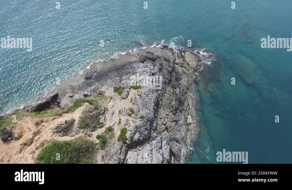 Promthep Cape Top view cave icon Phuket, Thailand. Aerial view from ...
