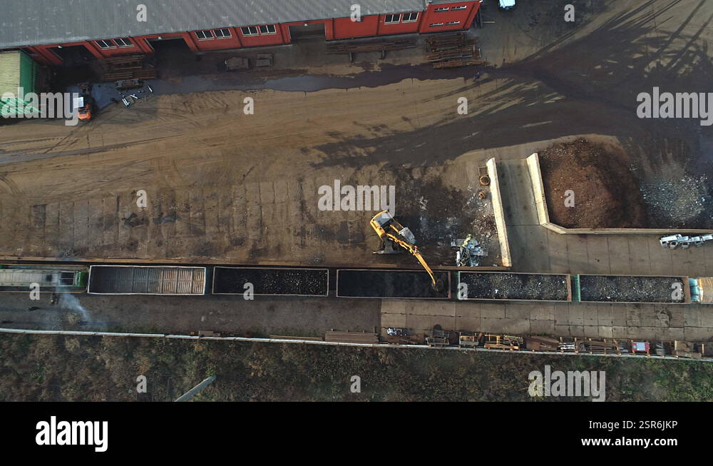 aerial view on train with scrap Stock Video Footage - Alamy