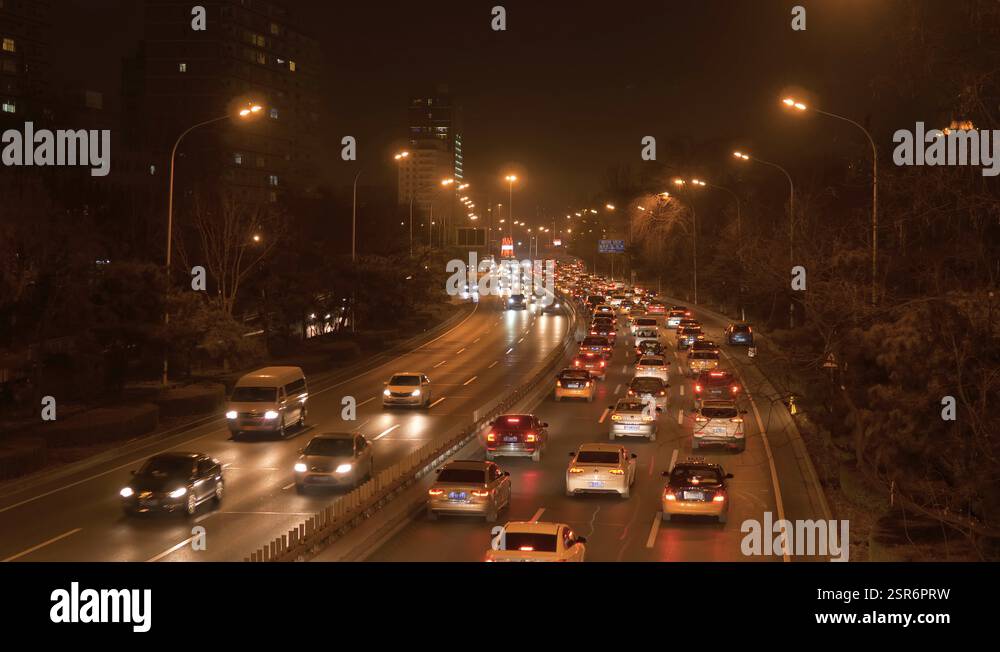 WS Traffic on highway at night, Chaoyangmen South Street, Beijing ...