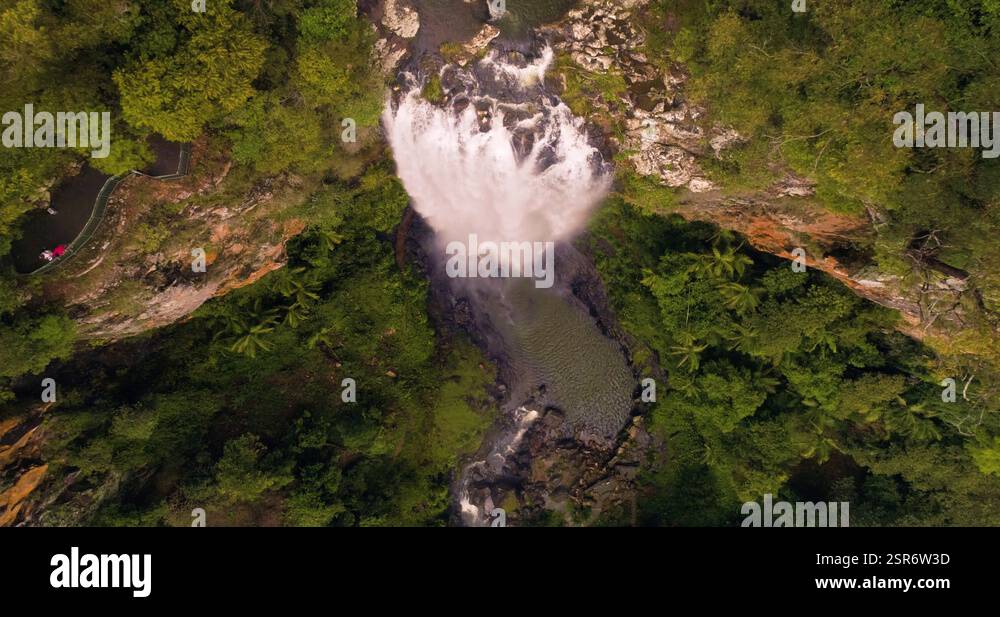 Springbrook Australian waterfall from top aerial 4k real-time footage ...