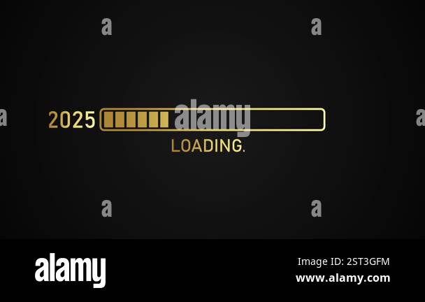 Year changing from 2025 to 2026 4k animation. Golden color loading bar ...