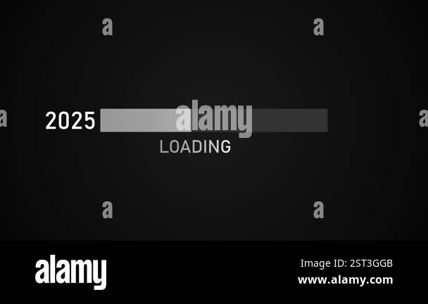 Year changing from 2025 to 2026 4k animation. Silver color loading bar ...