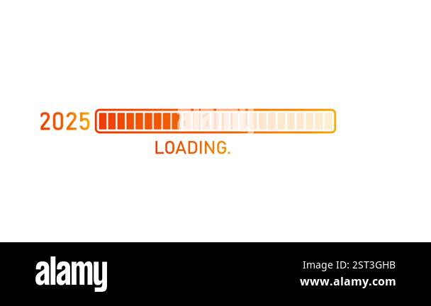Year changing from 2025 to 2026 4k animation. Orange color loading bar ...