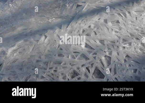 patterns on ice. Winter window frost time lapse of frozen crystals or ...
