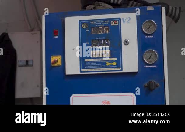 Feb'15th2025 Dehradun Uttarakhand India. Pressure air fillstation with ...
