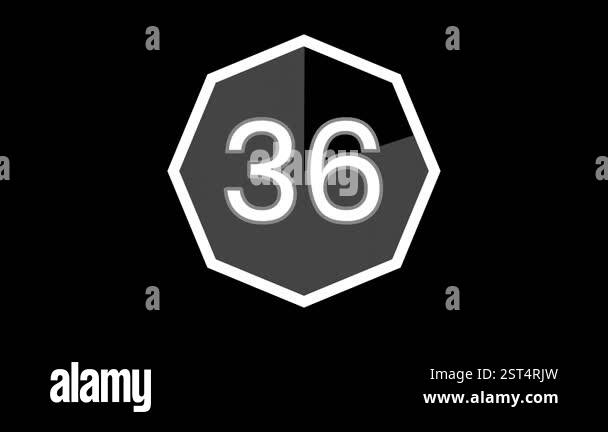 45 seconds white countdown timer on white octagon suitable for signage ...