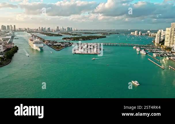 December 13, 2025 - Miami Beach, Florida: Aerial view Cruise ship ...