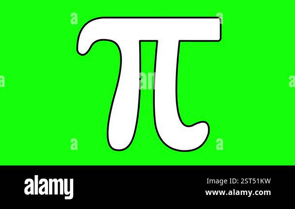 video animation drawing black and white pi number symbol, on a green ...
