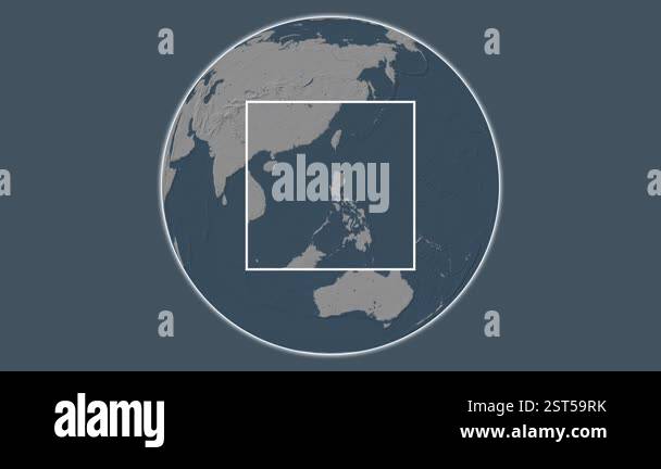 Anda Island. Presentation of the location on a steel colored elevation ...