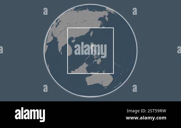 Ambil Island. Presentation of the location on a steel colored elevation ...