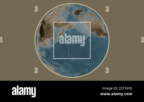 Agattu Island. Presentation of the location on a sepia colored ...