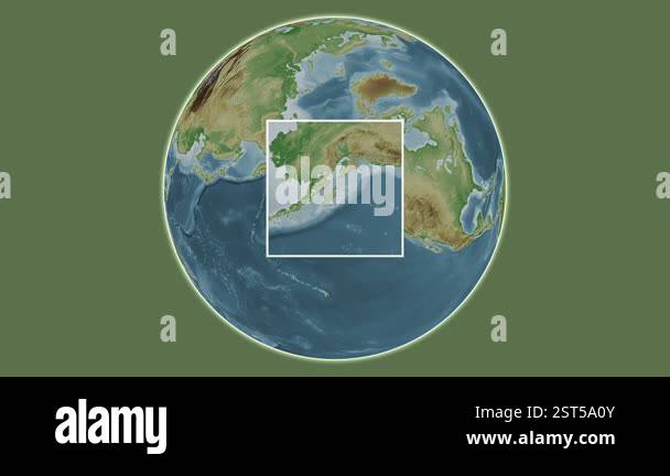 Afognak Island. Presentation of the location on a colored elevation map ...