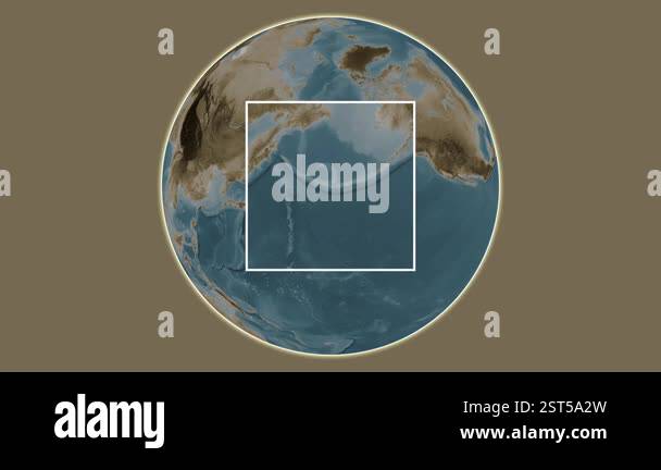 Amchitka Island. Presentation of the location on a sepia colored ...